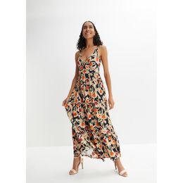 bonprix Damen bonprix Maxikleid &raquo;Maxikleid aus softem Viskose-Mix&laquo; f&uuml;r eleganten Look, aus Viskose-Mix, ausgestellte Passform schwarz 48/50 (XL), N-Gr