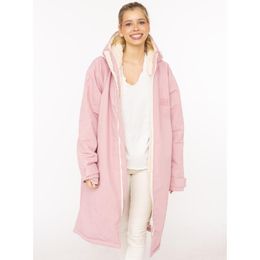 Zwillingsherz Damen Kurzmantel &raquo;"Oversize Windjacke ZH"&laquo; seitliche Taschen, Kapuze, Rei&szlig;verschluss, Teddy Futter, Oversized rosa S/M