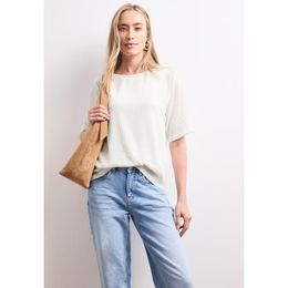 Street One Damen Street One 2-in-1-Shirt Sommershirt aus Mesh mit U-Boot-Ausschnitt beige 34