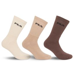 Fila Damen Tennissocken &raquo;UNISEX CREW TENNIS FULL TERRY SOCKS&laquo; 3 Paar tlg. mit dezentem Logoschriftzug braun 35-38
