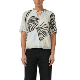 s.Oliver BLACK LABEL Damen s.Oliver BLACK LABEL Plisseebluse mit Plissee, bedruckte Optik, pflegeleicht, h&uuml;ftlange Passform 42