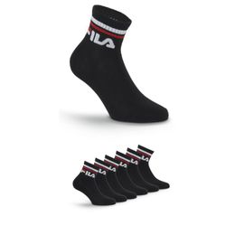 Fila Damen Kurzsocken &raquo;UNISEX QUARTER PLAIN SOCKS&laquo; 6 Paar tlg. mit Logo-Schriftzug schwarz 43-46