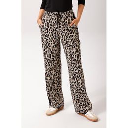Aniston Casual Damen Aniston CASUAL Schlupfhose im trendigen Leo-Muster - jedes Teil ein Unikat - NEUE KOLLEKTION beige 38, N-Gr