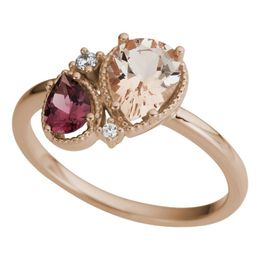 Firetti Damen Fingerring &raquo;Schmuck Geschenk Gold 333 Damenring Goldring Tropfen&laquo; mit Morganit, Rhodolith - mit Brillanten rosa 17, 0,04 P2 = erkennbare
