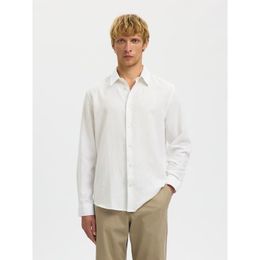 Selected Herren Selected Langarmhemd &raquo;SLHREGCLAY LINENBLEND LS SHIRT CLA NOOS&laquo; Materialmix, regular fit wei&szlig; XXL, N-Gr