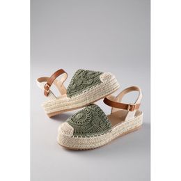 Aniston Shoes Damen Aniston SHOES Plateausandale H&auml;kel-Sandale, Sommerschuh, Urlaubsschuh - NEUE KOLLEKTION gr&uuml;n 41