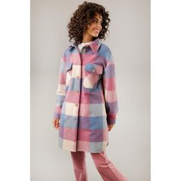 Aniston Casual Damen Aniston CASUAL Fleecejacke im Karo-Dessin bunt 48/50