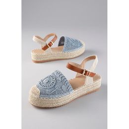 Aniston Shoes Damen Aniston SHOES Plateausandale H&auml;kel-Sandale, Sommerschuh, Urlaubsschuh - NEUE KOLLEKTION blau 36