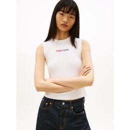 Tommy Jeans Damen T-Shirt &raquo;TJW SLIM ESS LOGO 2 RIB TANK&laquo; mit gerippter Struktur wei&szlig; M (38)