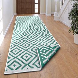 OTTO home Teppich &raquo;Ronda Wendeteppich&laquo; rechteckig 5 mm H&ouml;he Sisal-Optik, Flachgewebe, In- und Outdoor, geometrisches Boho Design gr&uuml;n Kunstfaser B : 