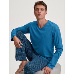 Calida Damen Calida Schlafanzug &raquo;Relax Imprint 2&laquo; 2 tlg. atmungsaktiv, Cotton, leicht, weicher Single-Jersey blau M (50)