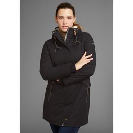 Polarino Damen Outdoorjacke mit Kapuze atmungsaktives Material, wasserdicht, winddicht, mit Kapuze schwarz 44