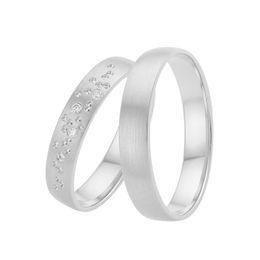 Firetti Unisex Trauring &raquo;Schmuck Geschenk Gold 375 Hochzeit Ehering "LIEBE" Sterne&laquo; Made in Germany, wahlweise mit oder ohne Brillanten wei&szlig; 20, 0,03 