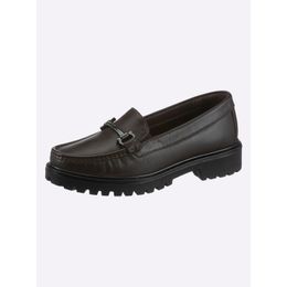Heine Damen Slipper, Braun, Gr. 41, Mokassins & Slippers, Material: Rindsleder