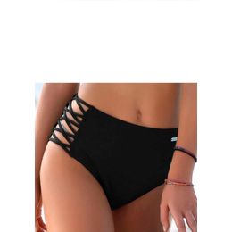 Bench. Damen Highwaist-Bikini-Hose, Schwarz, Gr. 36A/B/C/D, Bikinihosen, Material: Polyamid