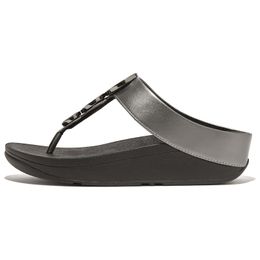 fitflop Damen Dianette &raquo;HALO BEAD-CIRCLE METALLIC TOE-POST SANDALS&laquo; Pool Slides, Pantolette mit d&auml;mpfender Zwischensohlentechnologie silber 41