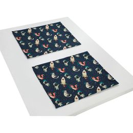 Adam Platzset &raquo;Space&laquo; GOTS organic,zertifiziert durch CERES 0242f&uuml;r Kinder blau Obermaterial: 100% Baumwolle B/L: 40cm x 30cm, 2 Stk., Bio-Baumwolle, 