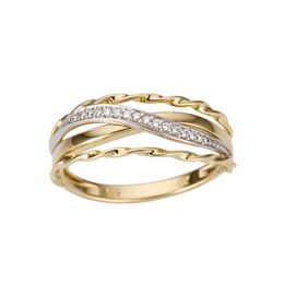 Firetti Damen Goldring &raquo;Schmuck Geschenk Gold 585, tlw. mehrreihig, bicolor, massiv&laquo; mit Brillanten wei&szlig; 16, 0,07 P2 = erkennbare Einschl&uuml;sse, 