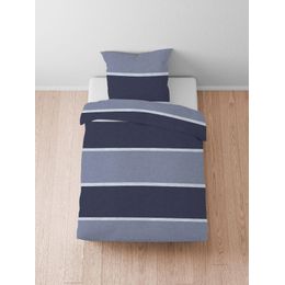 Biberna Bettw&auml;sche, Blau, Gr. 155x220 cm + 80x80 cm, Bettw&auml;sche, 100% Baumwolle