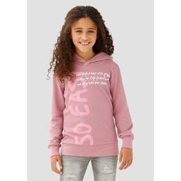 Kidsworld M&auml;dchen Kidsworld Kapuzenshirt &raquo;SO EASY - Print&laquo; Langarm, Basic-Passform, mit modischen Drucken rosa 140/146