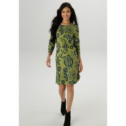 Aniston Selected Damen Aniston SELECTED Jerseykleid mit fantasievollem Bl&uuml;tendruck Allover gr&uuml;n 40, N-Gr