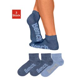 Bench. Damen Kurzsocken &raquo;Damen Herren Socken Kurzschaft mit Komfortbund&laquo; Packung, 3 Stk. tlg. mit bequemen Rippb&uuml;ndchen blau 39-42