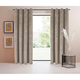 LeGer Home by Lena Gercke Gardine &raquo;LADINA&laquo; &Ouml;sen 1 Stk. tlg. blickdichter Vorhang, Samt Vorhang beige Polyester, Recyceltes Material 145cm, &Ouml;sen, 140cm