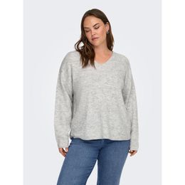 Only Carmakoma Damen Only CARMAKOMA Strickpullover &raquo;CARCAMILLA V-NECK L/S PULLOVER KNT NOOS&laquo; Materialmix L