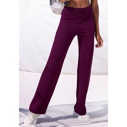 Lascana Damen Lascana Sporthose Seamless-Sporthose aus elastischer Rippstruktur lila S (36/38), N-Gr