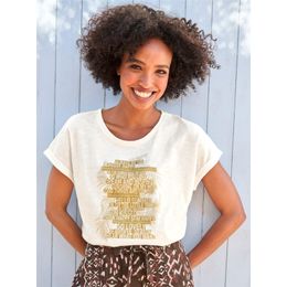 Heine Damen Rundhalsshirt, Natur, Gr. 38, T-Shirts, 100% Baumwolle