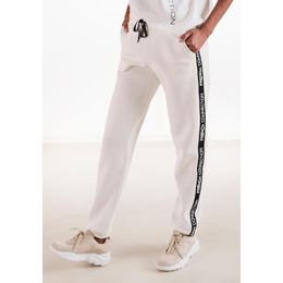 French Connection Damen Sweathose mit seitlichen Kontraststreifen und Logodruck wei&szlig; 40/42, N-Gr