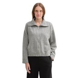 Tom Tailor Damen Tom Tailor Sweatjacke mit gro&szlig;em Stehkragen grau M (38)