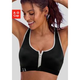 active by Lascana Lascana Active Damen LASCANA ACTIVE Sport-BH mit Rei&szlig;verschluss und integriertem Schalen-BH schwarz 80, Cup B
