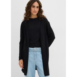 bonprix Damen bonprix Longstrickjacke gerade Passform, unifarben, aus Baumwolle schwarz 44/46 (L)