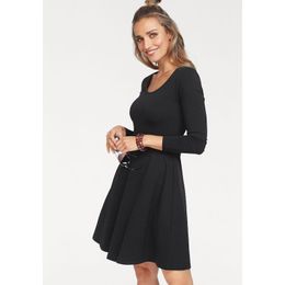 Aniston Casual Damen Aniston CASUAL Jerseykleid mit Blumendruck oder in uni Schwarz schwarz 38, N-Gr