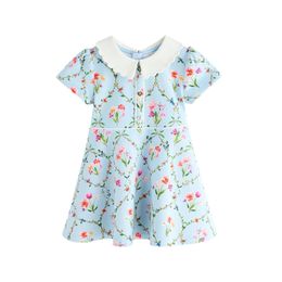 Baker By Ted Baker Kleid M&auml;dchen Gr&ouml;&szlig;e 98 hellblau / oliv / altrosa / wei&szlig;