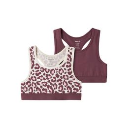 name it Kinder Bustier &raquo;NKFSHORT TOP 2P LEO NOOS&laquo; Packung, 2 Baumwollmischung, uni und bedruckt im Set lila 122/128, N-Gr