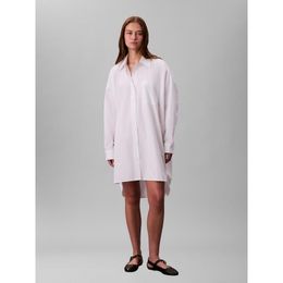 Calvin Klein Jeans Damen Hemdblusenkleid &raquo;Cotton Oversized Mini Shirtdress&laquo; Brusttasche im Oversize-Style wei&szlig; M (40), N-Gr