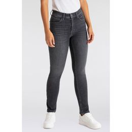 MAC Damen MAC Gerade Jeans &raquo;MELANIE dragon-fly&laquo; Dekoratibe Nietendetails auf der hinteren Tasche grau 44, L&auml;nge 32