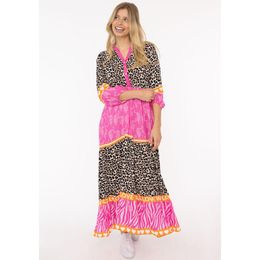 Zwillingsherz Damen Maxikleid &raquo;"Wild Love"&laquo; Ohne Taschen mit Leo, Zebra und Mustermix pink L/XL (L/XL), N-Gr