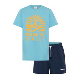 Champion Kinder T-Shirt & Shorts &raquo;Kids' Beach Set&laquo; 2 2-teiliges Set, aus Baumwolle, f&uuml;r Kinder und Jugendliche blau S (128/134)