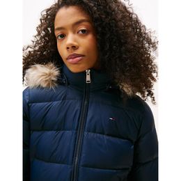 Tommy Jeans Damen Steppjacke &raquo;TJW BASIC HOODED DOWN JACKET EXT&laquo; mit Kapuze mit Logostickerei blau XS (34)