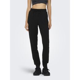 Only Play Damen Only Play Jogginghose &raquo;ONPMELINA MW SLIM SWT CUFF PNT NOOS&laquo; aus Baumwollmischung, normale Passform, mit Gummizug und Kordel schwarz XS