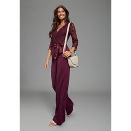 Laura Scott Damen Jumpsuit mit Spitzenoberteil, elastischer Materialmix lila 44, N-Gr