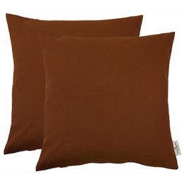 Tom Tailor HOME Dekokissen &raquo;Dove&laquo; unifarben, Kissenh&uuml;llen ohne F&uuml;llung, 2er Pack braun Baumwolle B/L: 38cm x 38cm, 2 Stk.