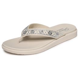 Skechers Damen Zehentrenner &raquo;MEDITATION LUXE&laquo; Sommerschuh, Strandschuh, Urlaubsschuh mit Glitzersteine beige 35