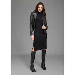 Bruno Banani Damen Strickkleid Ohne Taschen mit Rollkragen, aus Viskosemischung, kniebedeckende L&auml;nge schwarz 38, N-Gr
