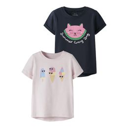 name it M&auml;dchen T-Shirt &raquo;NMFVIX 2P SS TOP&laquo; Packung, 2 Baumwollmischung, normal geschnitten rosa 104