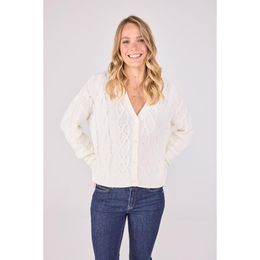 LIEBLINGSST&Uuml;CK Lieblingsst&uuml;ck Damen Strickjacke &raquo;AlysanneL&laquo; mit Zopfmuster wei&szlig; 48
