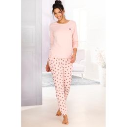 Vivance Dreams By Lascana Damen Vivance Dreams by Lascana Pyjama Set, 2 tlg. mit s&uuml;&szlig;em Herzmuster rosa 40/42